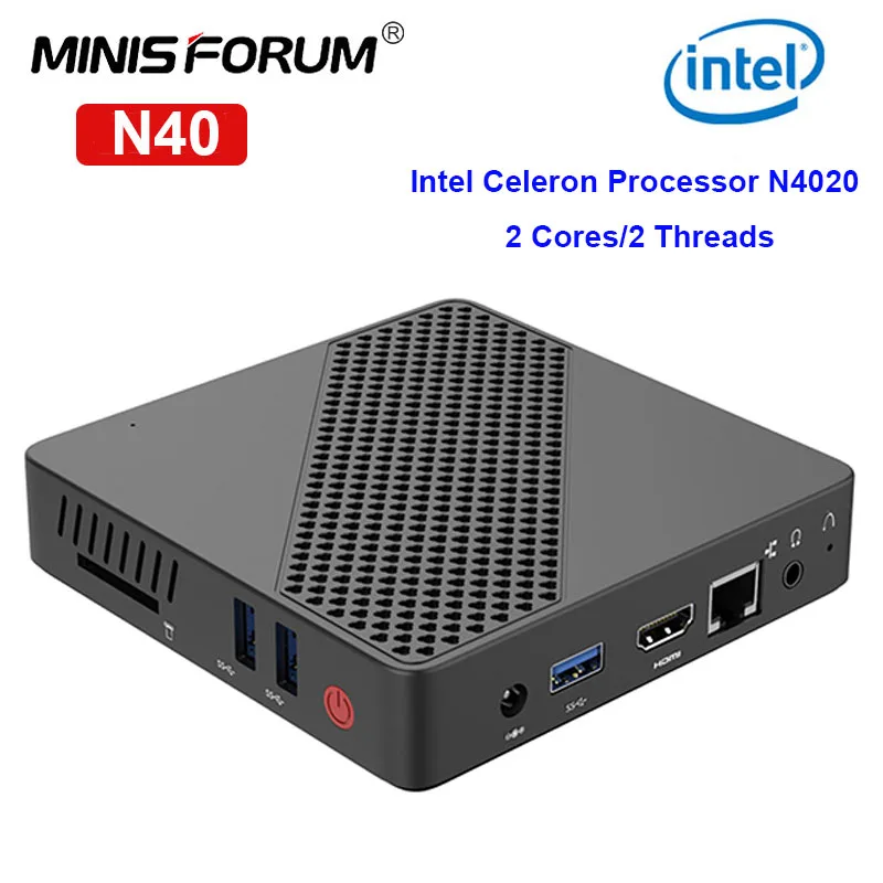 MINIS FORUM N40 Mini PC Intel Celeron N4020 Dual Threads Windows 10 Pro ...