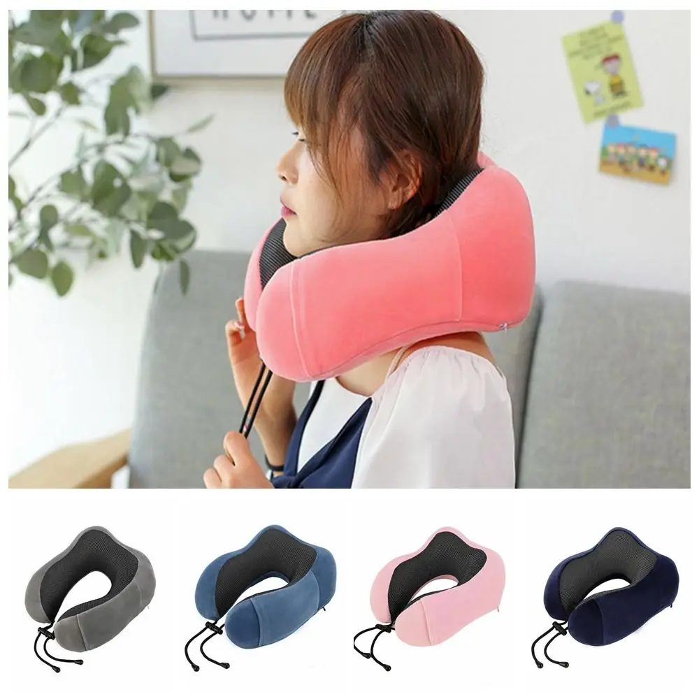 U Shaped Memory Foam Travel Pillow Neck Support Cushion Without Carry ...