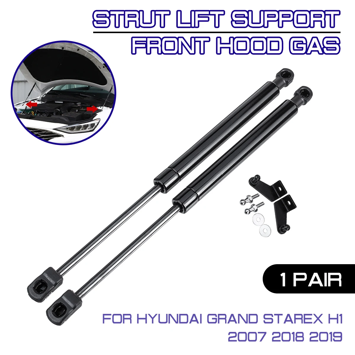 Car Front Engine Cover Hood Shock Lift Struts Gas Spring Bracket Bar ...