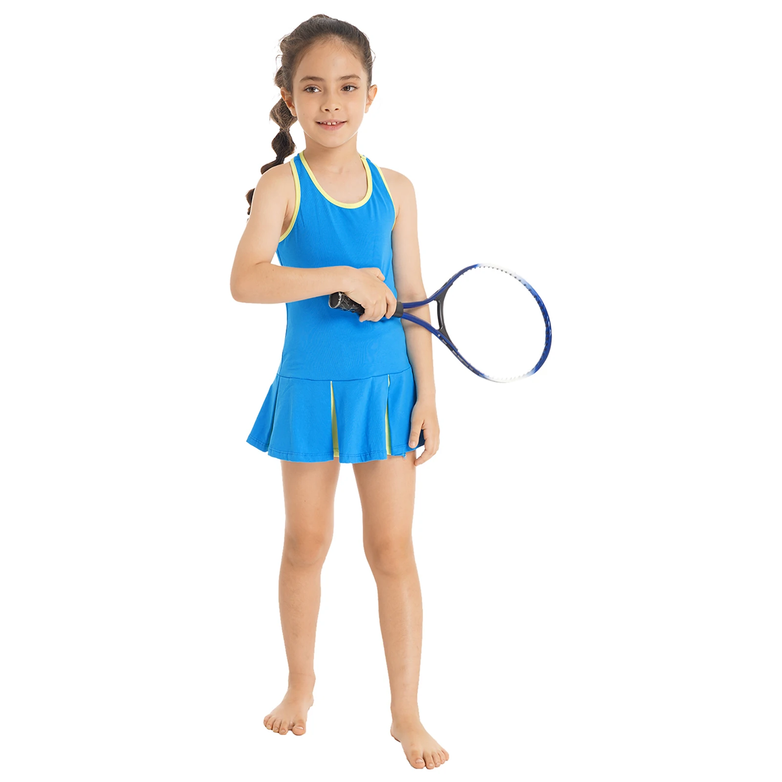 Kids-Girls-Sport-Suit-Cotton-Sleeveless-Sport-Dress-And-Shorts-Set ...