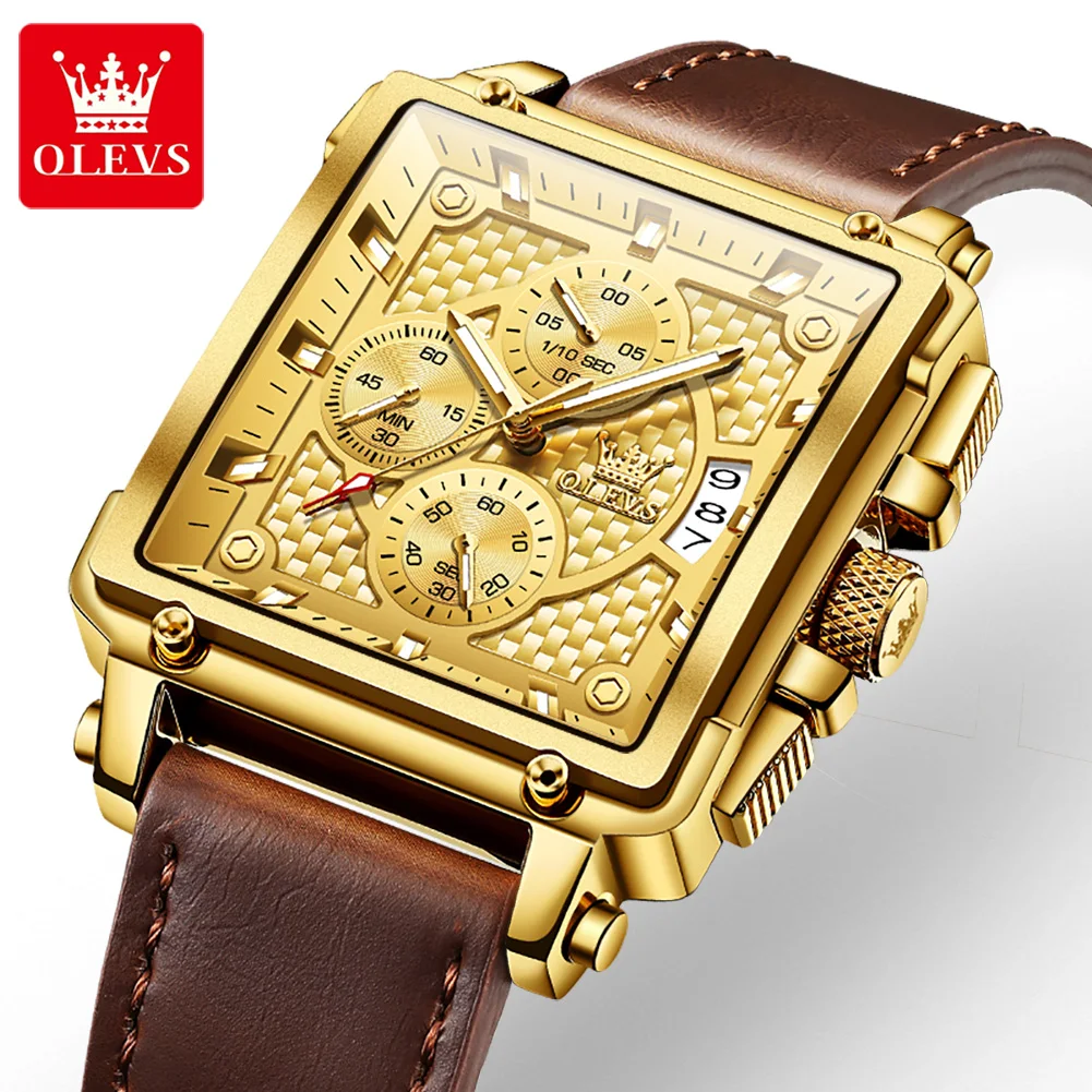 Men's Waterproof Golden Watches | Men's Wrist Watches | Square Golden ...