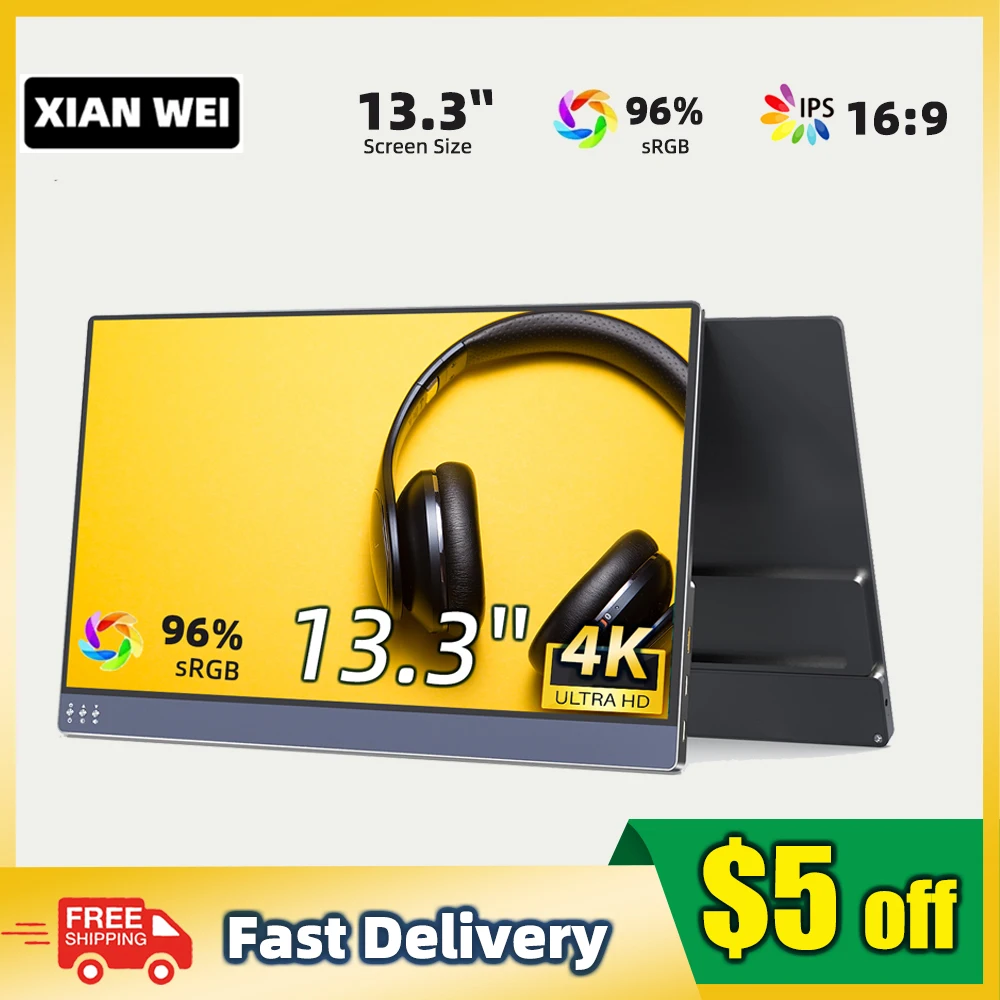 13-3-Inch-4K-Portable-Office-Monitor-Screen-USB-Type-C-Display-With ...