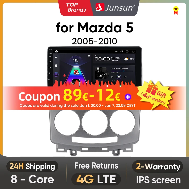 Junsun-V2Plus-8-256GB-Car-intelligent-systems-For-Mazda-5-2005-2010-AI ...