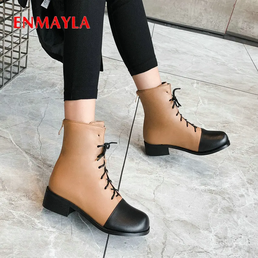 ENMAYLA Botas de lluvia de punta redonda para mujer, botines de felpa ...