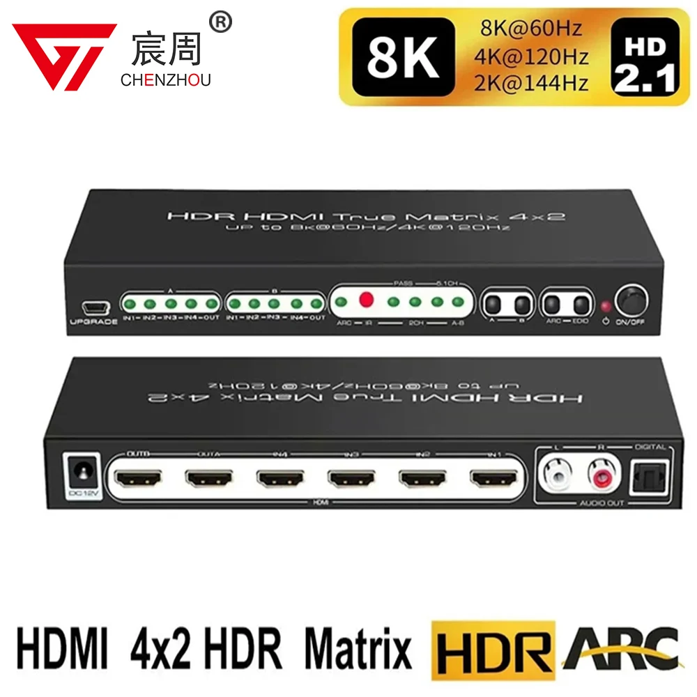 HDMI-Matrix-Splitter-4-In-2-Out-HDR-4K-120Hz-8K-60Hz-Dolby-Vision-Atmos ...