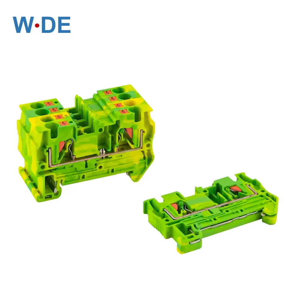 10Pcs-PT-4-PE-Din-Rail-Ground-Terminal-Block-Spring-Feed-Through ...
