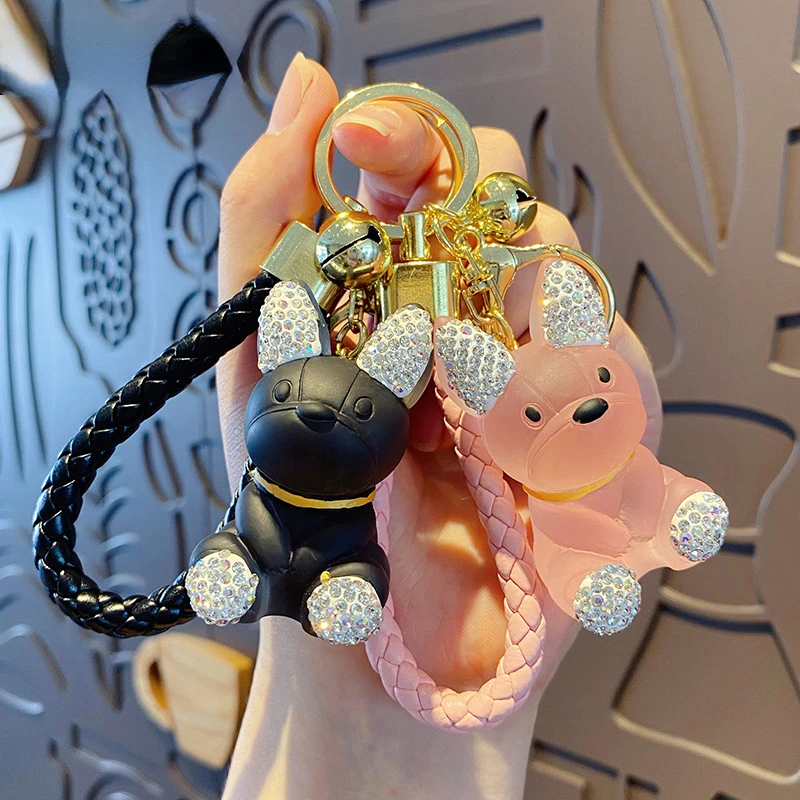 2023-Rhinestone-French-Bulldog-transparent-Keychain-Pitbull-Car-Key ...