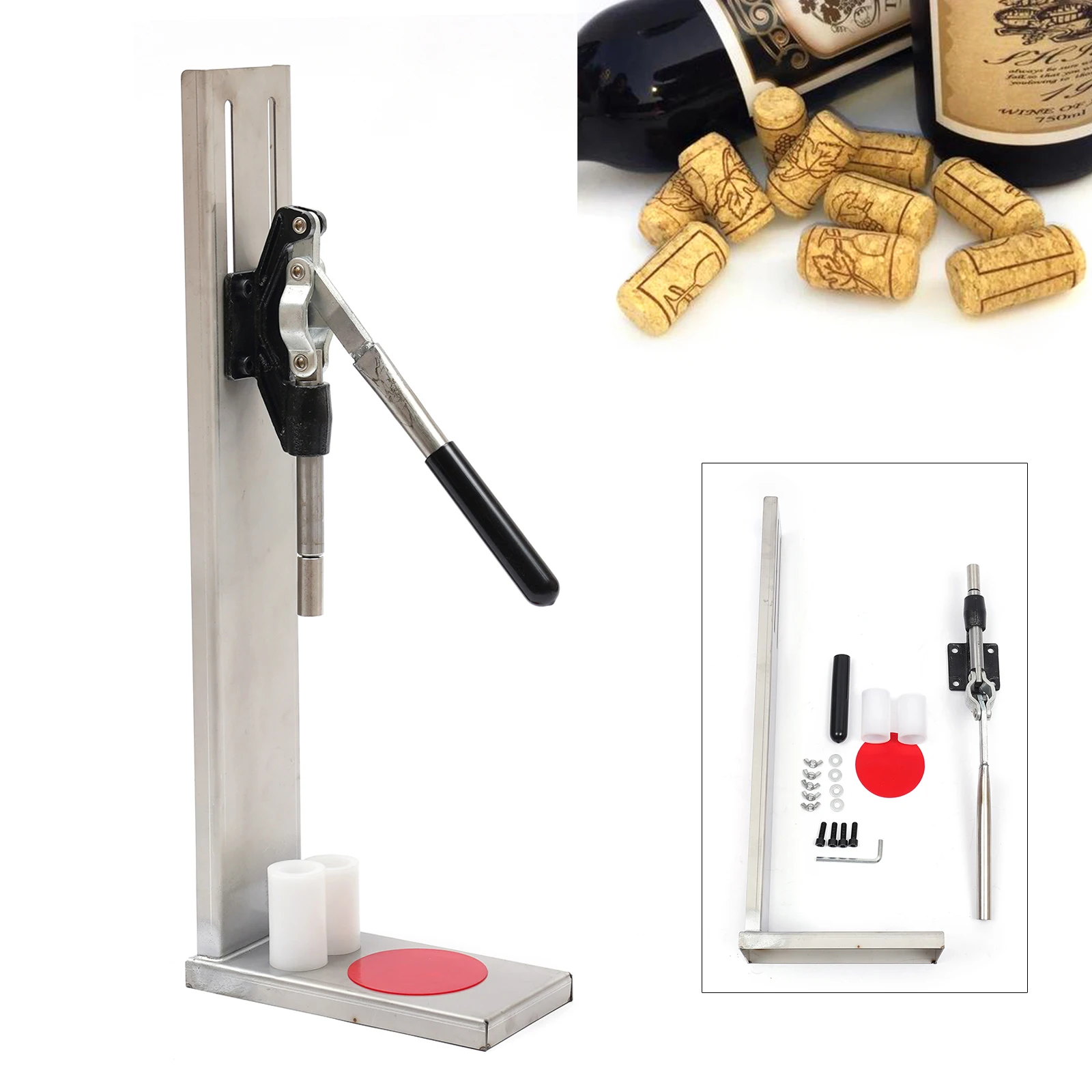 2POM Hand Pressure Manual Corker Cork Wine Bottle Corking Inserting ...