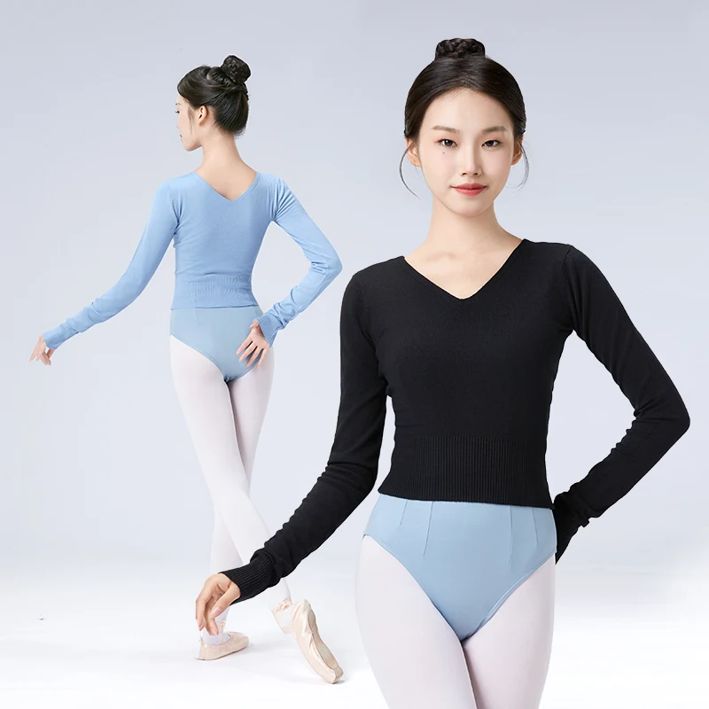 Autumn-Winter-V-Neck-High-Waist-Dance-Ballet-Sweater-Girls-Women-Long ...