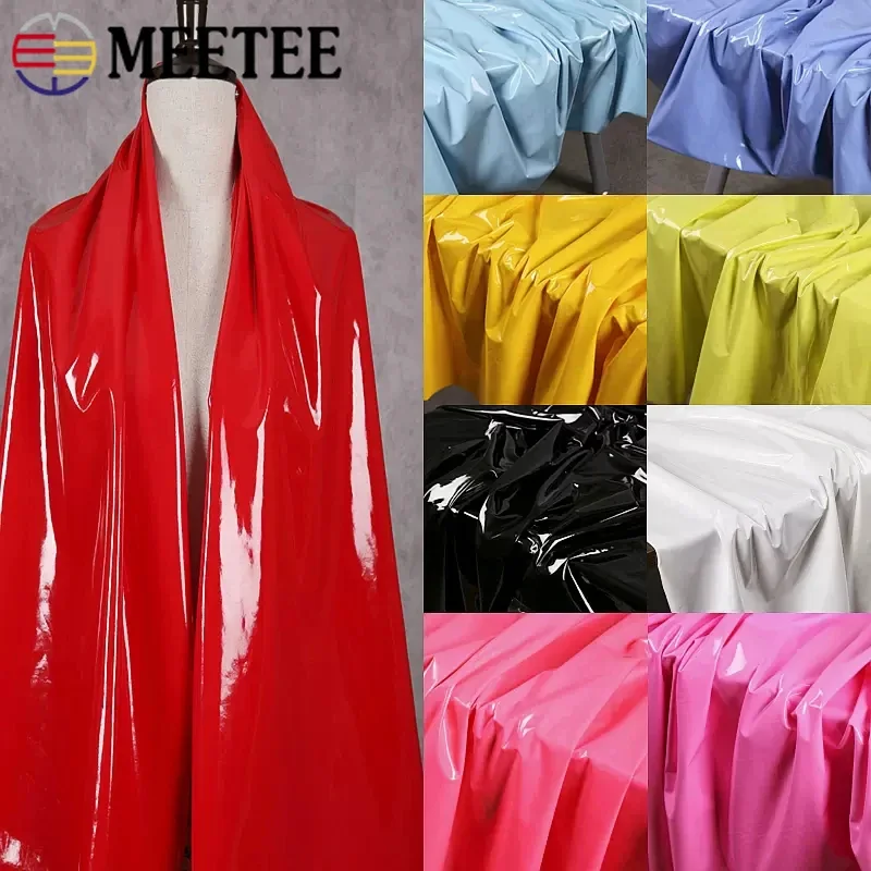 50-145cm-Meetee-Shiny-Glossy-Soft-Leather-Fabric-Elastic-Faux-PU ...