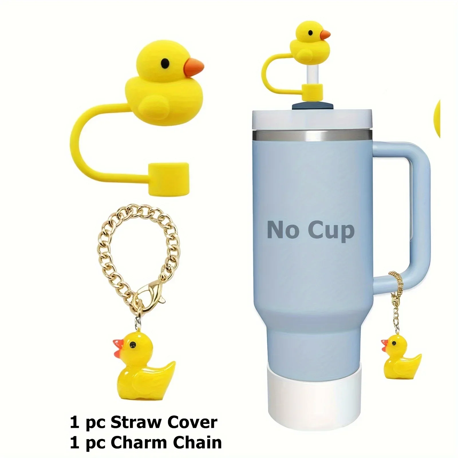 Silicone-Duck-Straw-Topper-and-Charm-Chain-Set-Straw-Cover-for ...