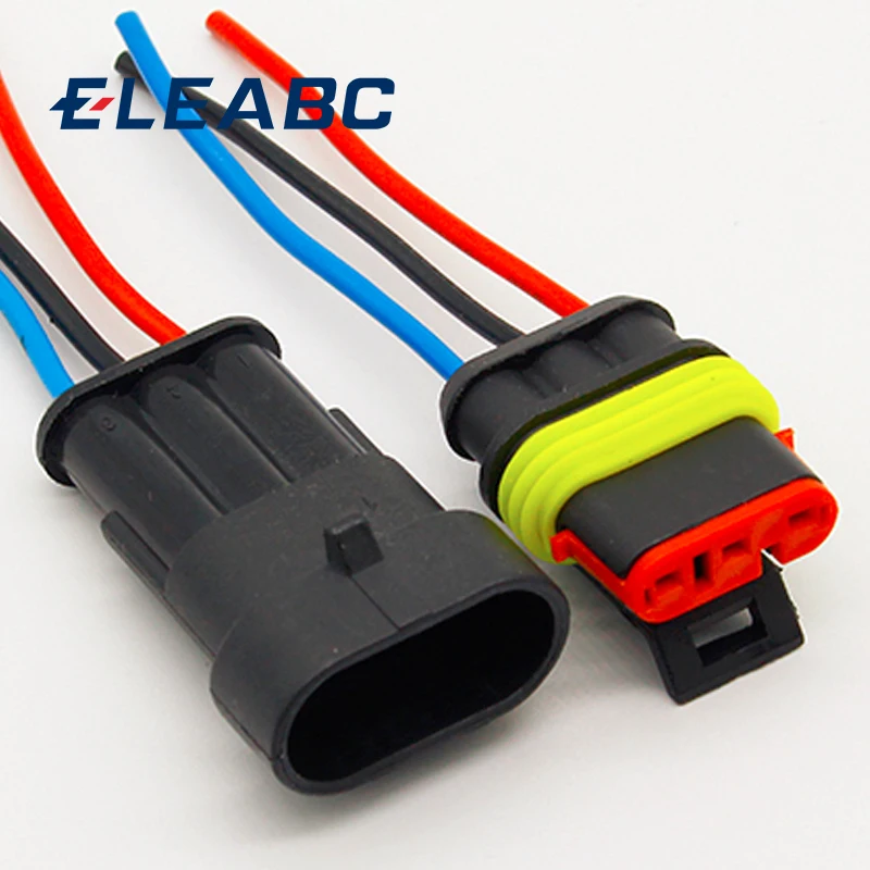 3 Pin Way Sealed Waterproof Electrical Wire Connector Plug Set auto ...