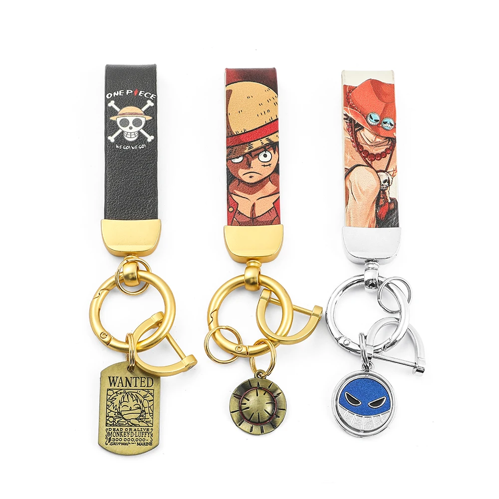 Anime-ONE-PIECE-Leather-Keychain-Figure-Monkey-D-Luffy-Leather-Badge ...