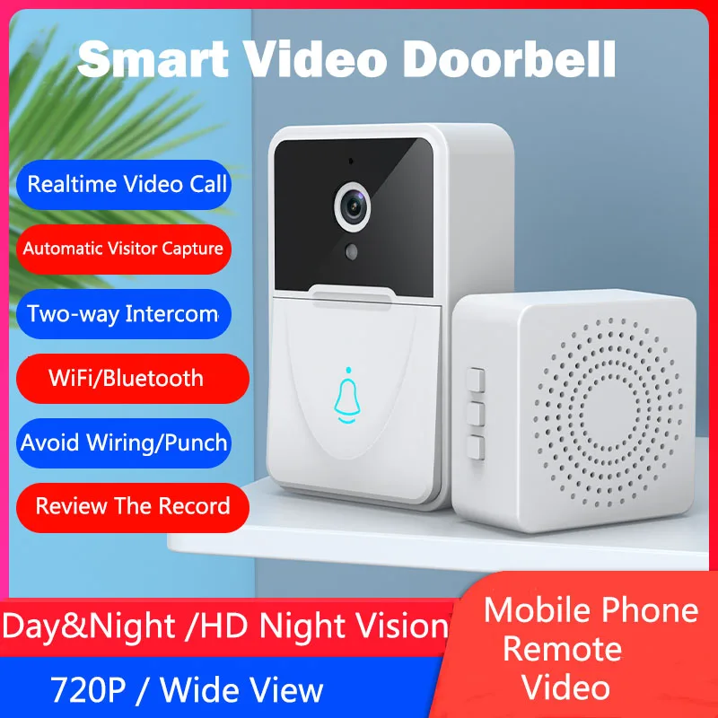 Wireless Doorbell WiFi Outdoor HD Camera Security Door Bell Night ...
