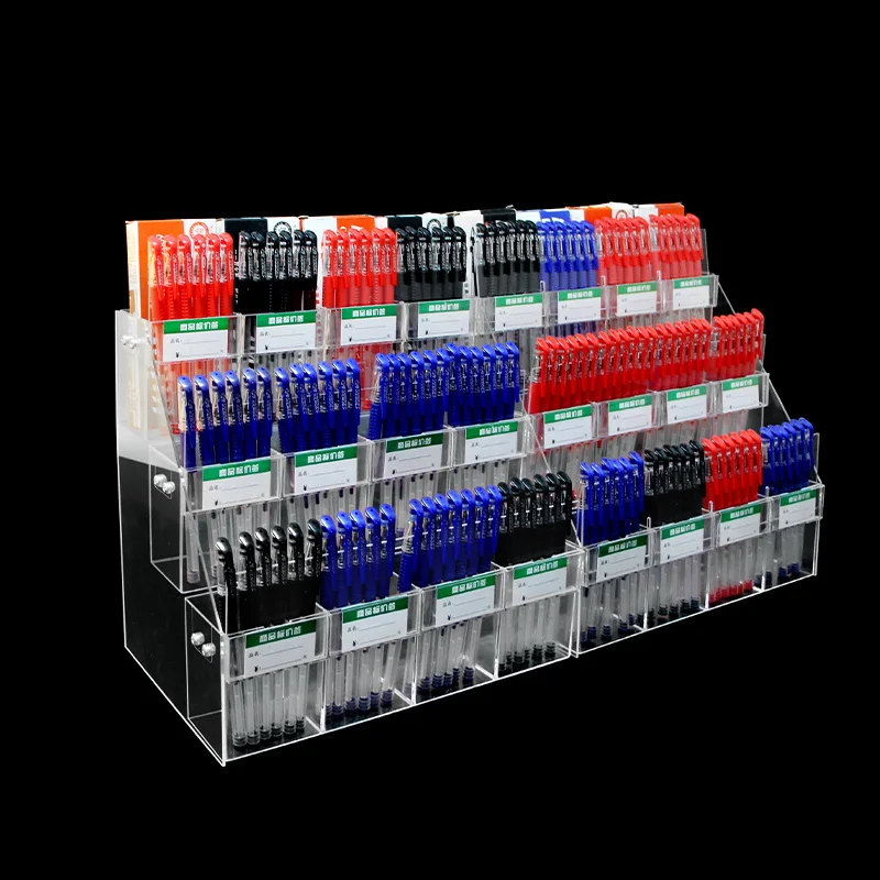 Acrylic Pen Display Stand With Price Slot Supermarket Stationery Store ...