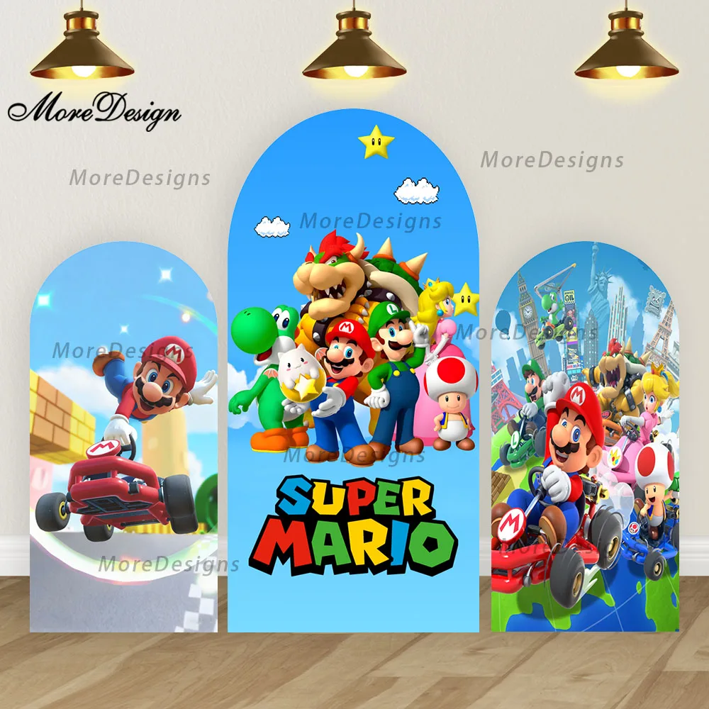 Super Mario Bros Arch Backdrop Covers Party Baby Shower Double-sided ...