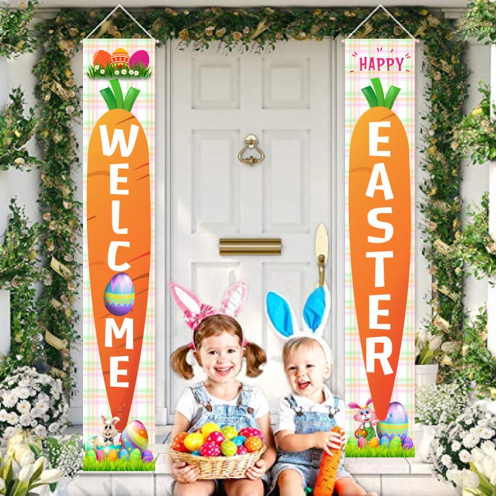 2Pc-set-Easter-Door-Banner-Happy-Easter-Hanging-Ornament-for-Home ...