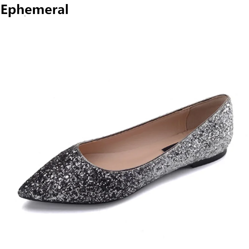 Woman-Bling-Flats-Pointy-Toe-Soft-Ballerina-Dance-Shoes-Spring-Wide ...