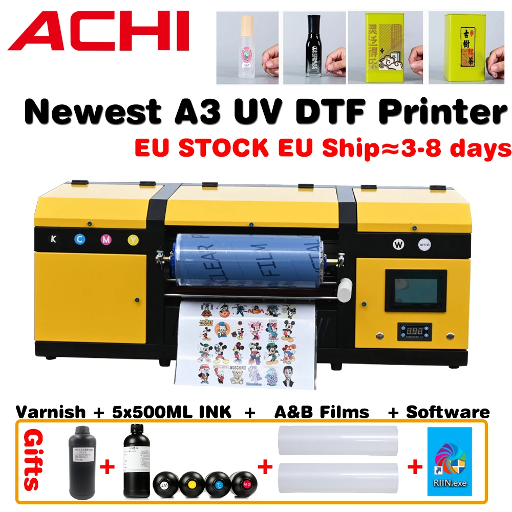Impresora 2 en 1 A3 UV DTF, barniz de laminación, pegatina de impresora deslizante, impermeable ...
