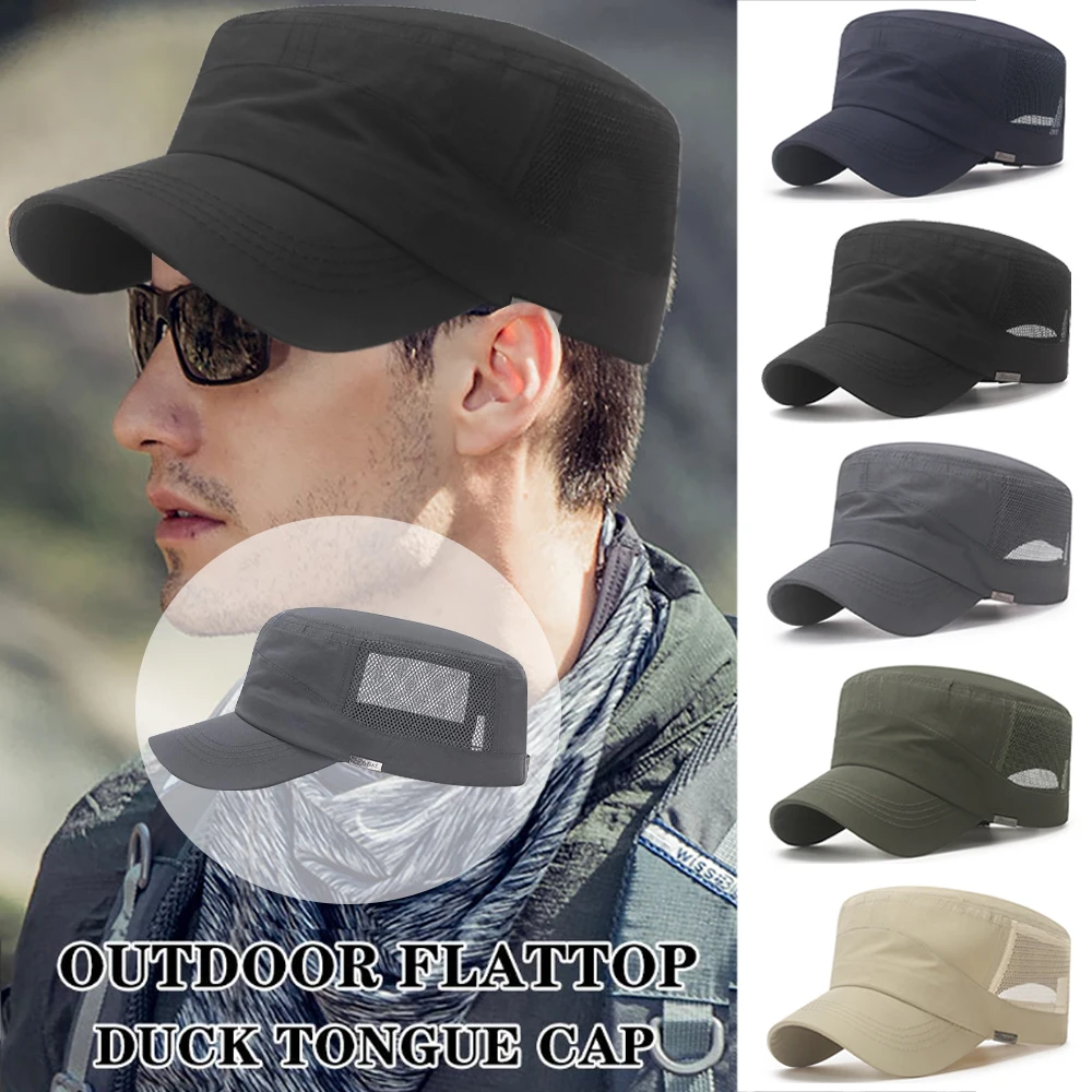 New-Quick-Dry-Military-Hats-For-Men-Summer-Sun-Hat-Flat-Top-Army-Caps ...