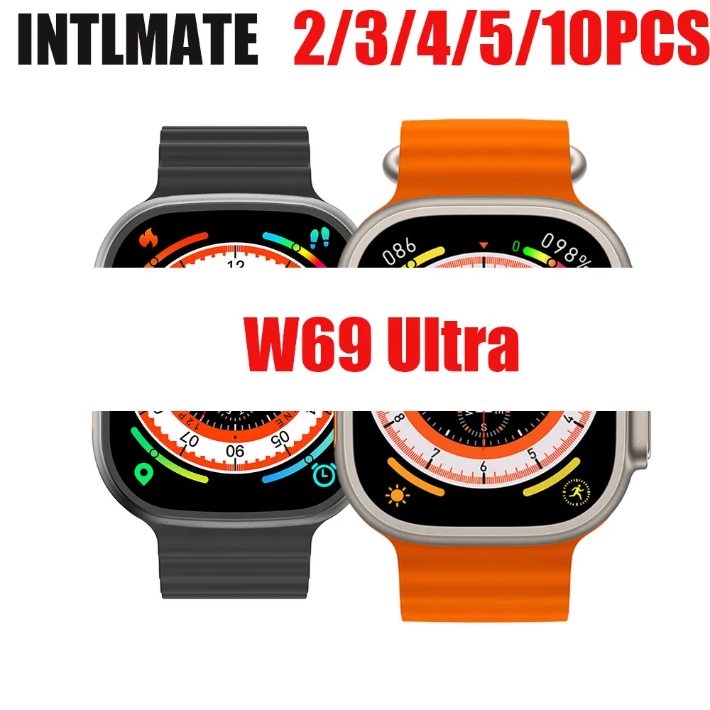 W69 Ultra Max Relógio inteligente de carregamento sem fios com bússola, 9 série 9, 49mm, 2GB de ...