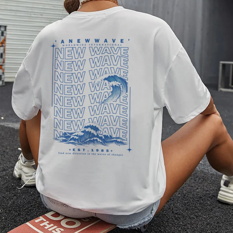 Retro-New-Wave-Back-Letter-Print-Oversized-T-Shirt-Summer-Women ...