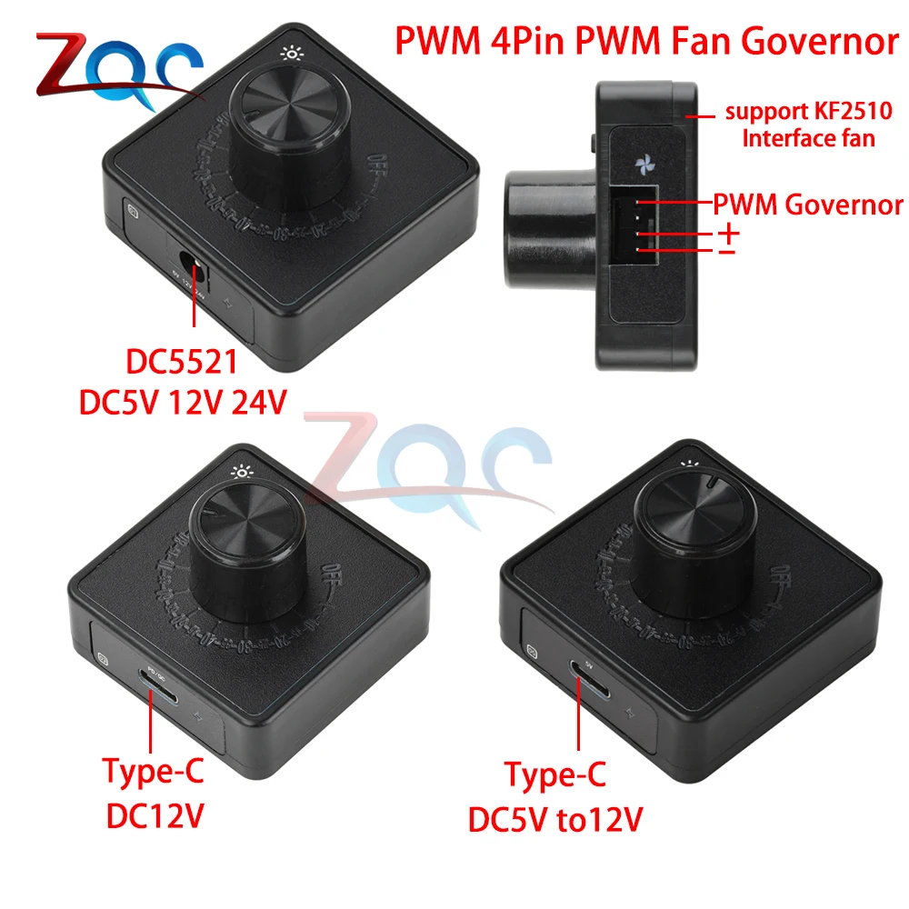 4Pin PWM Fan Speed Controller PD QC Fast Charging TYPE-C DC Power ...