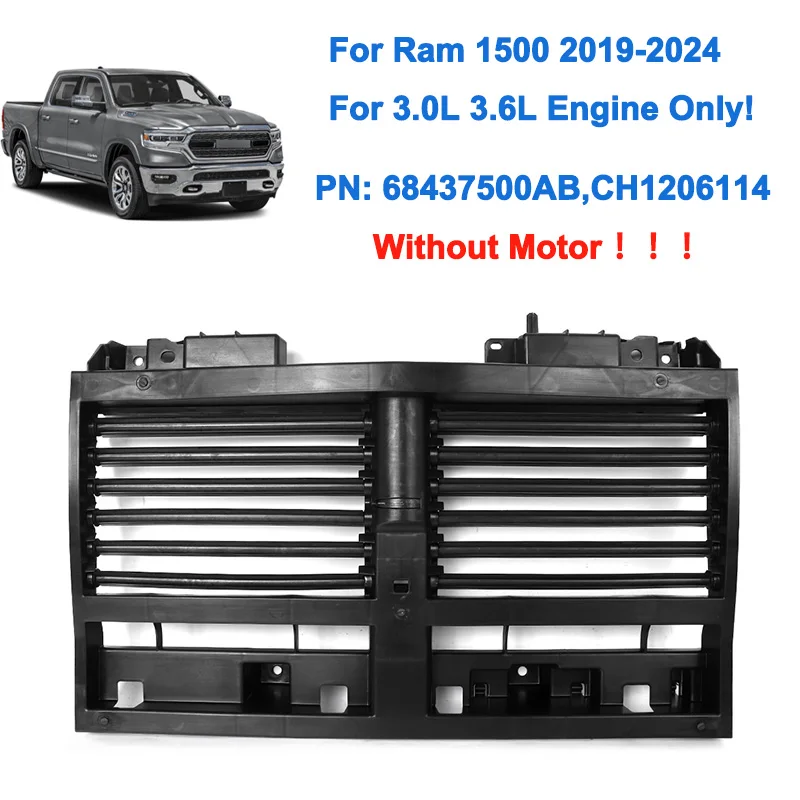 Magickit Radiator Support Shutter Assembly for RAM 1500 6Cyl 3.6L 2019 ...