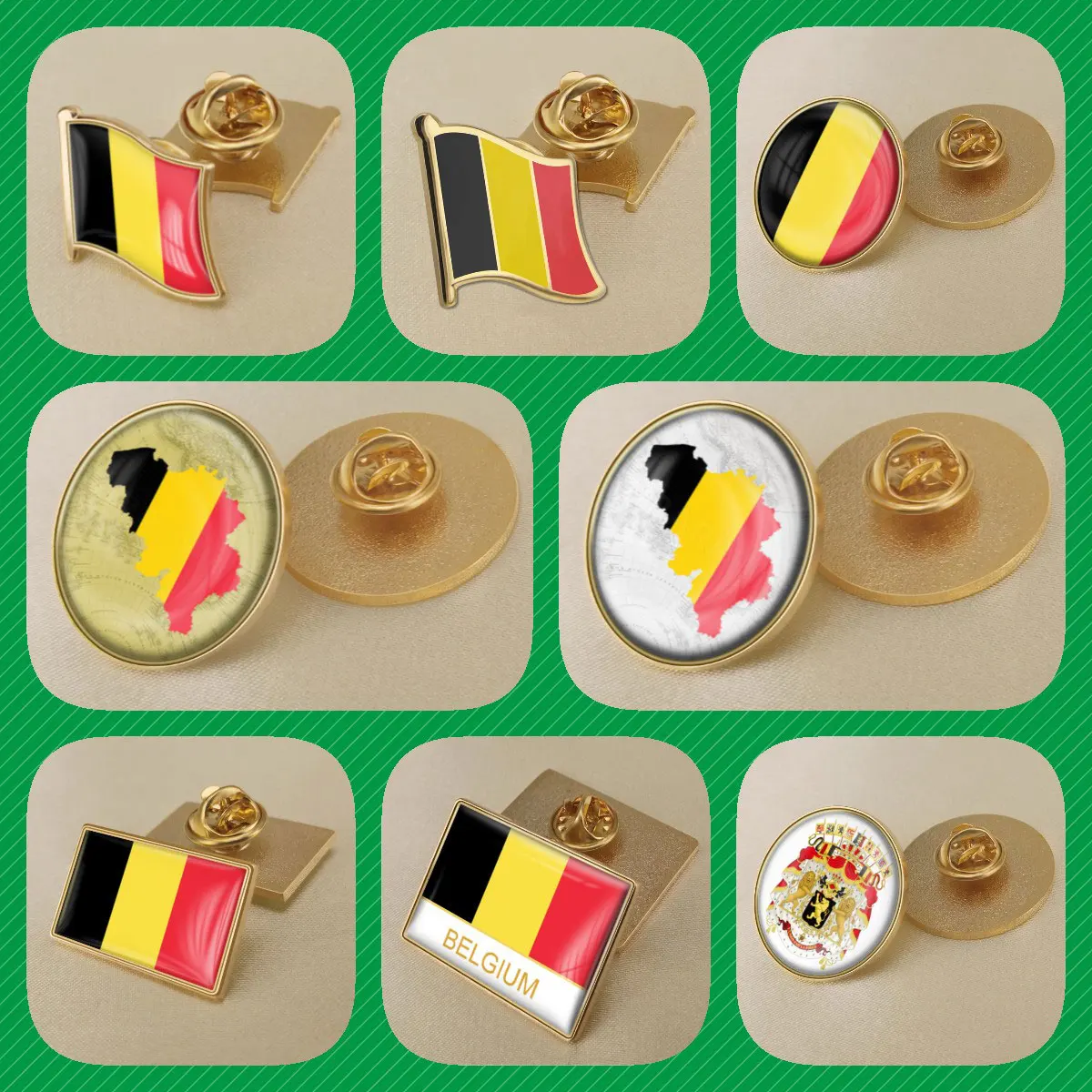 Belgium-Belgians-Map-Flag-National-Emblem-National-Flower-Brooch-Badges ...