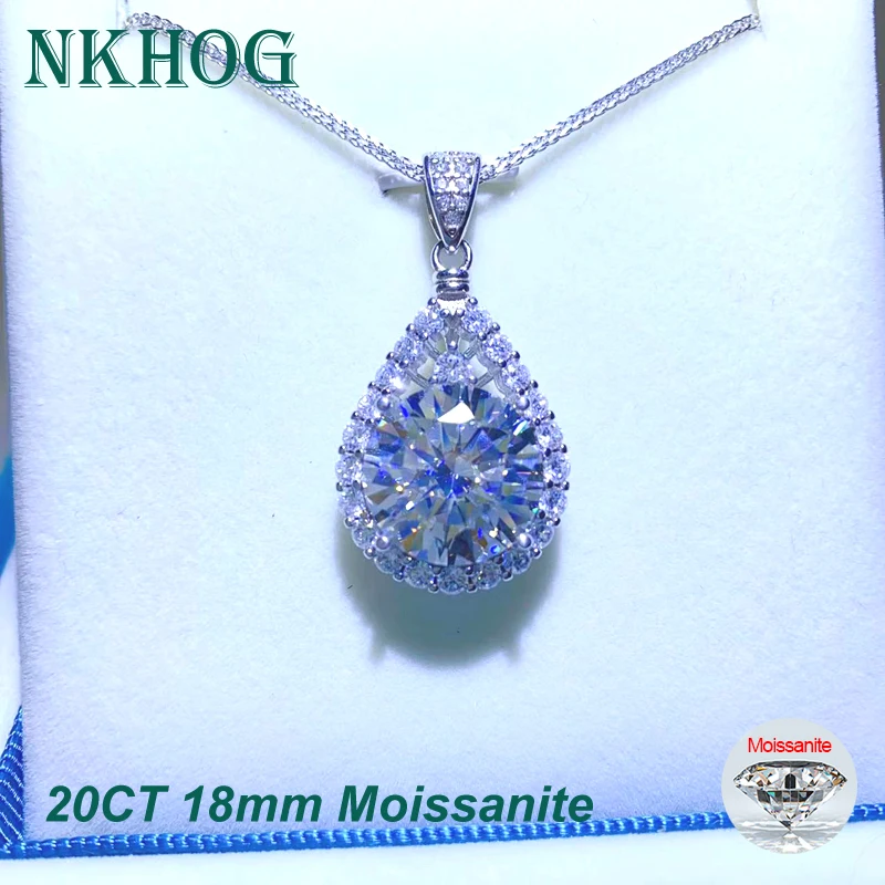 NKHOG-20ct-18mm-Round-Moissanite-Necklace-Pendant-Women-S925-Silver-Plated-Au750-Big-Diamond ...