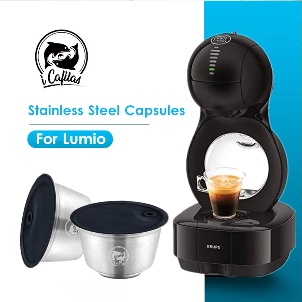Nescafe Dolce Gusto Lumio 기계 용 스테인레스 스틸 커피 필터 재충전 용 재사용 가능한 커피 캡슐 포드커피