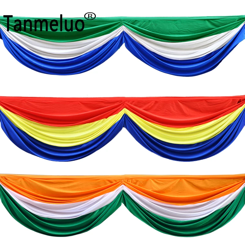 2M 3M 6M Tricolor Ice Silk Wedding Backdrop Curtain Top Swag Drape ...