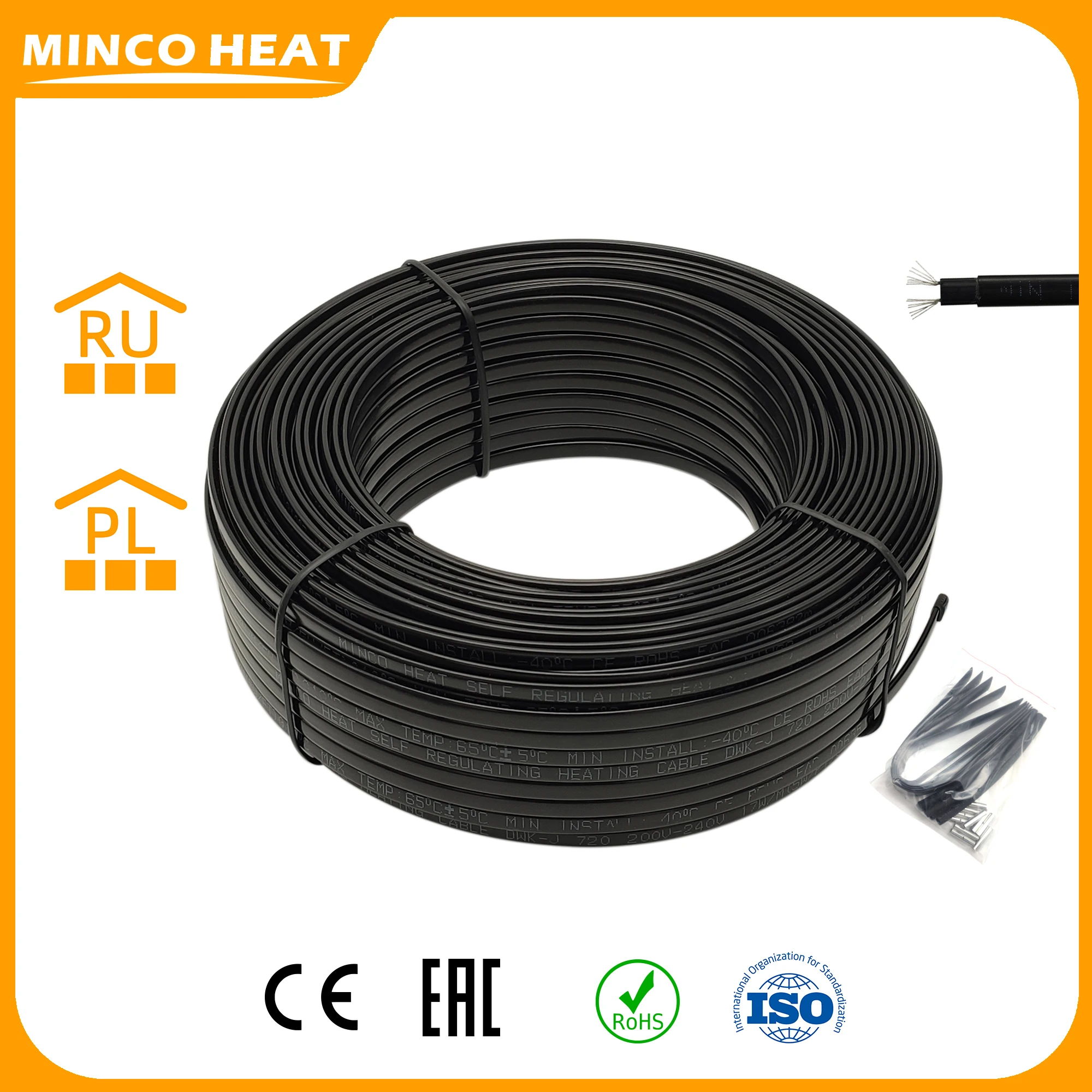 220V 240V Water proof Self Regulating Heating Cable No Need Controllor ...