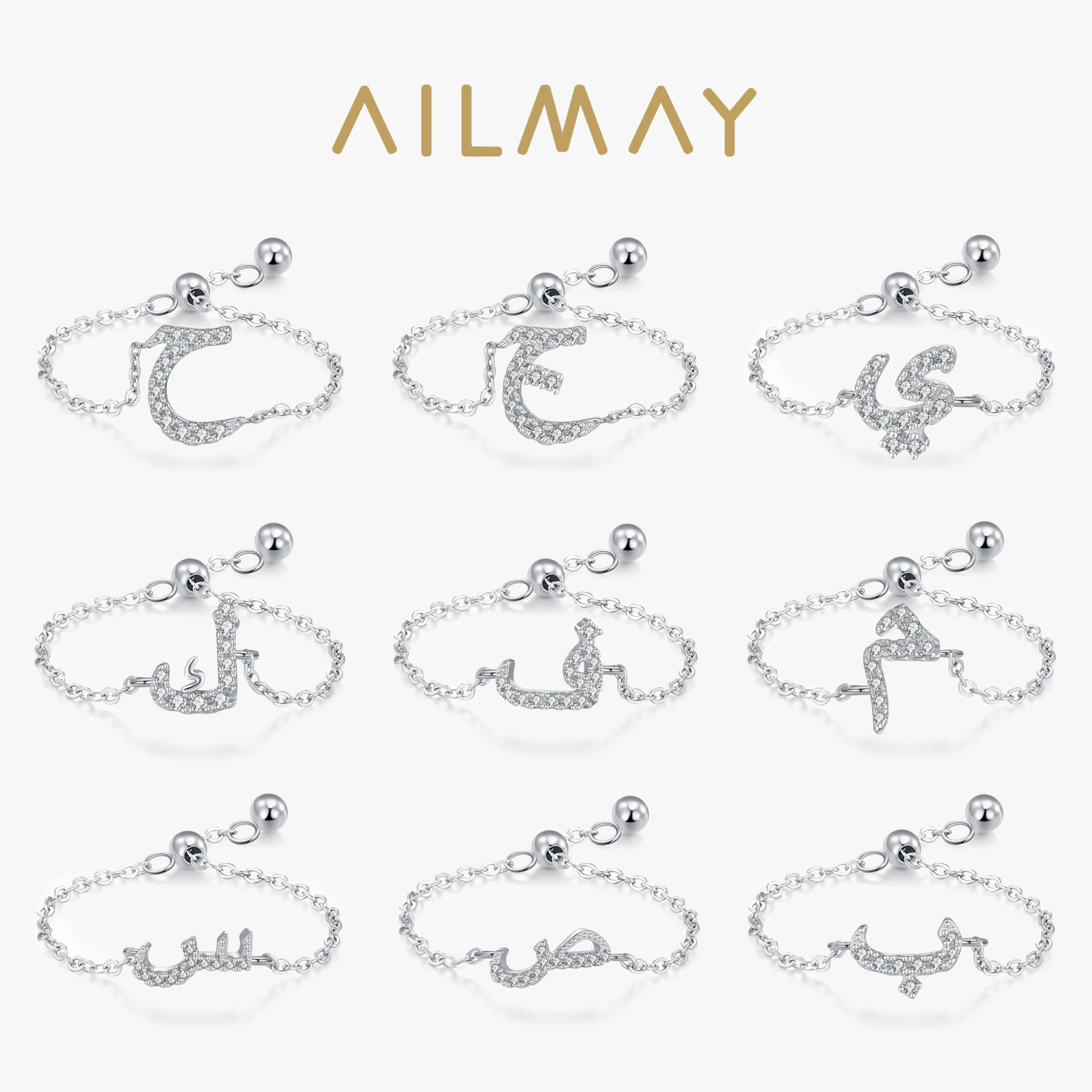 Ailmay-Elegant-925-Sterling-Silver-Arabic-Alphabet-Chain-Adjustable ...