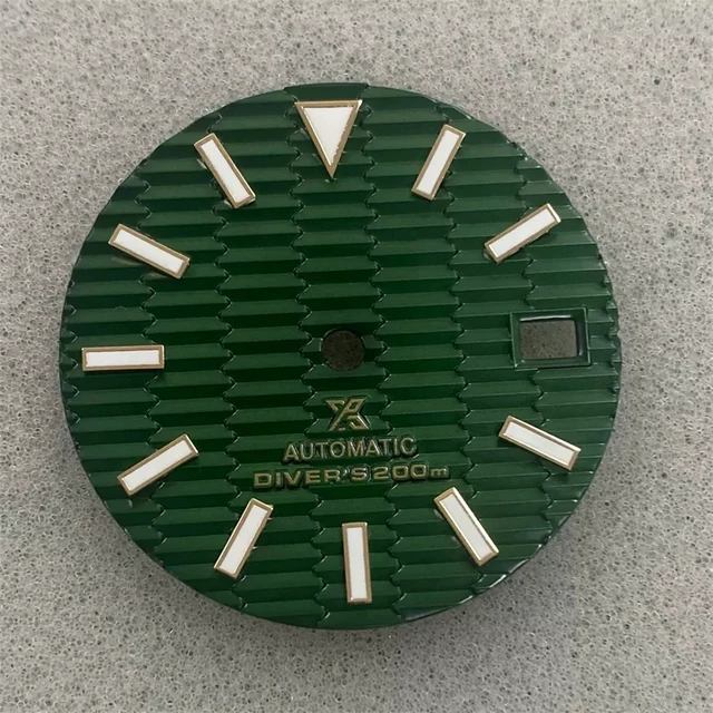 NH35 Dial 28.5mm Gold Nails Green Luminous Watch Dial Fits for NH35 ...