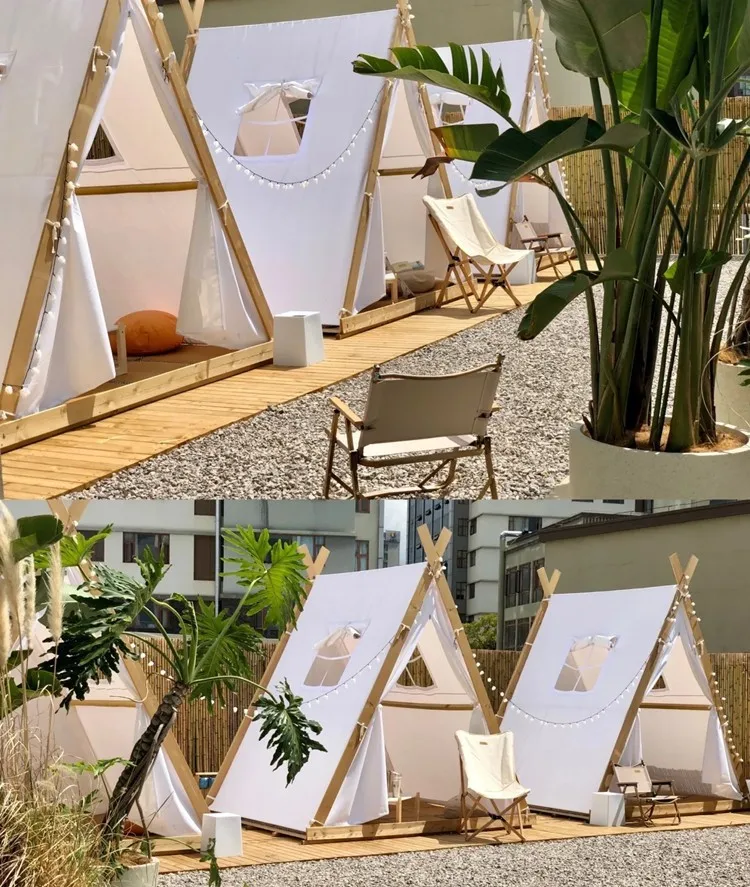 Outdoor Camping Triangle Pentagon Tent Waterproof And Rainproof Indoor ...