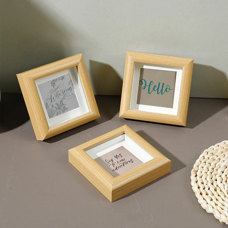 3-5-Inch-Square-Photo-Frames-Small-Wooden-Picture-Display-Frames-Oil ...
