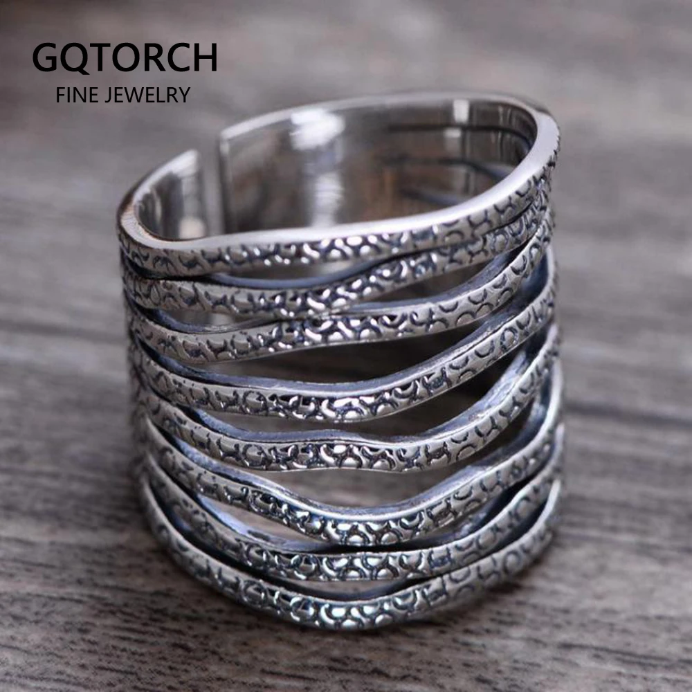 Real vendido 925 prata esterlina exagerada anéis largos para mulheres ...