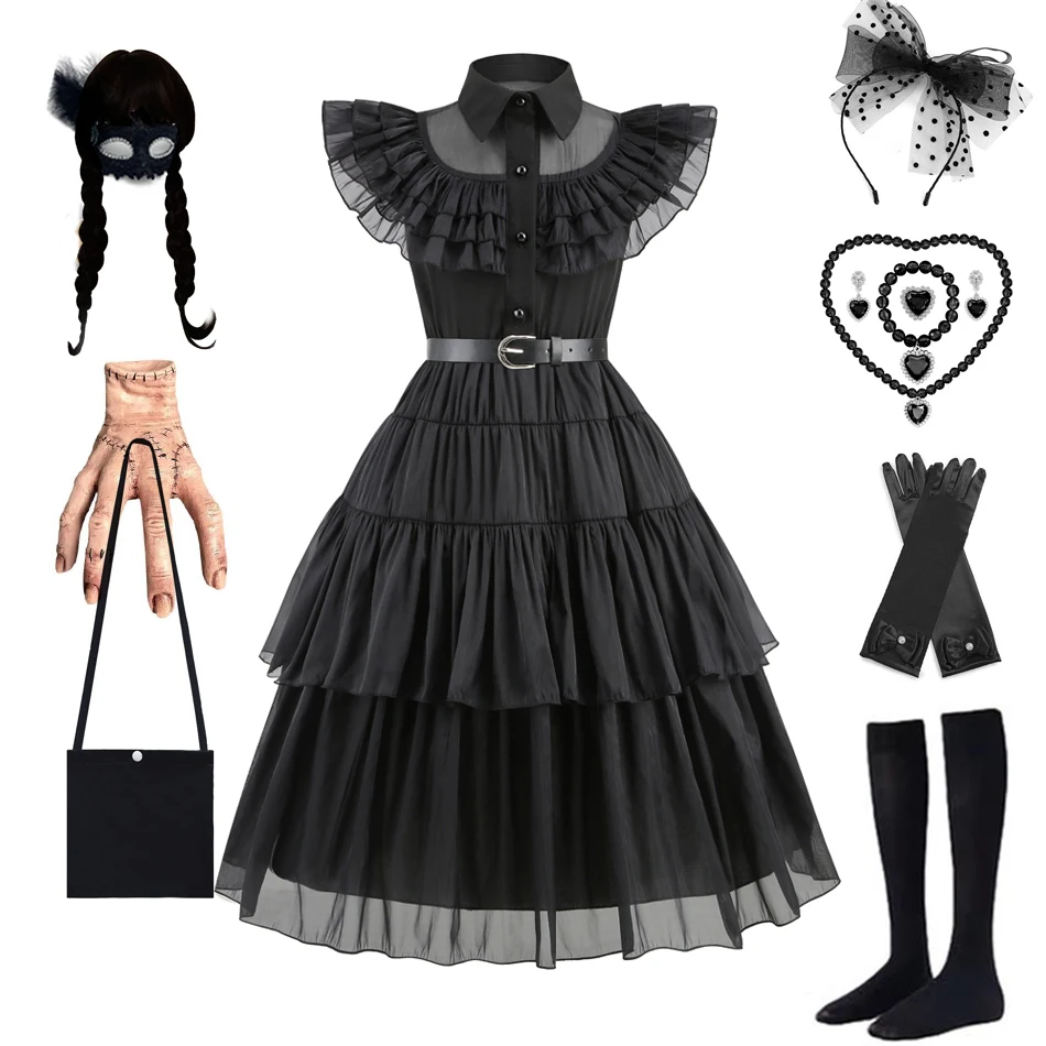 Wednesday-Addams-Black-Dress-Wednesday-Cosplay-Costume-Outfits-Kids ...