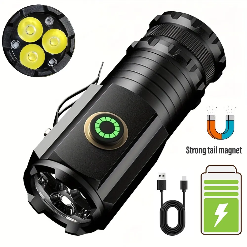 High-Power-Led-Flashlights-MINI-Torch-With-3-LED-and-Powerful-Magnet ...