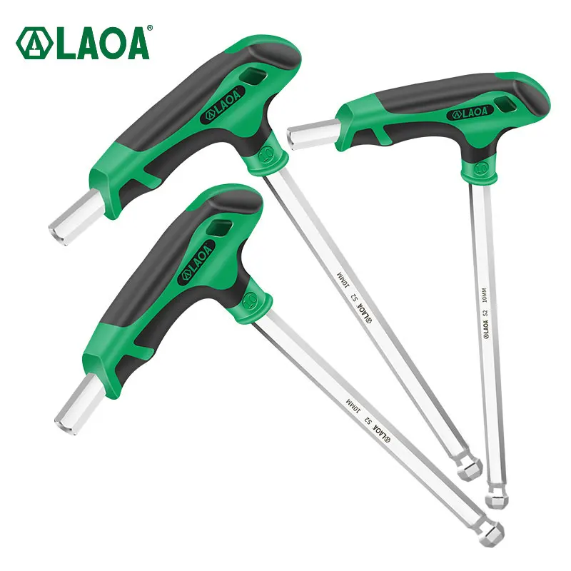 1pc LAOA Ball Head T-shape Hex Wrench 2-10MM S2 Hex Key 58HRC Hexagon ...
