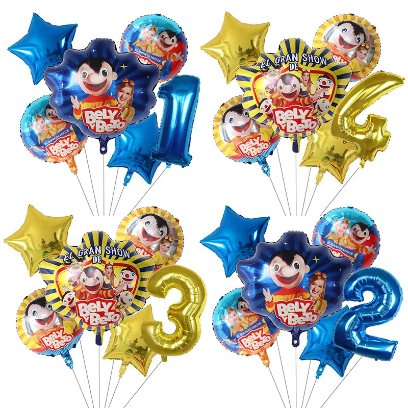 6pcs Cartoon Bely Y Beto Foil Helium Balloons 1 2 3 4 5th Birthday ...