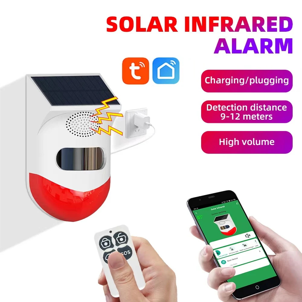 Tuya Wifi Solar Powered Infrared Motion Sensor Pir Detector With Sound ...