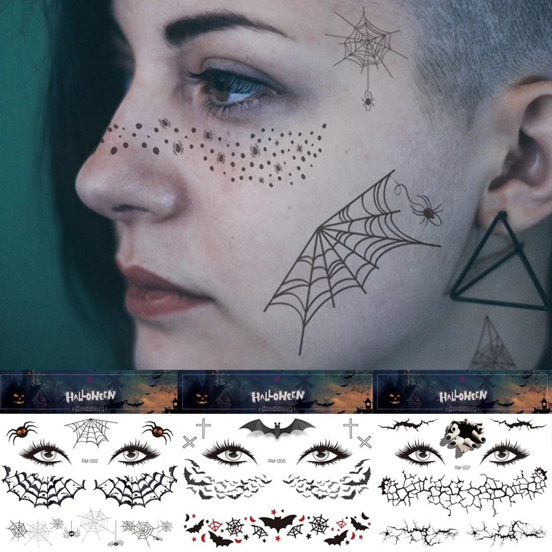 1PC-Waterproof-Halloween-Temporary-Tattoo-Stickere-Face-Makeup-Terror ...
