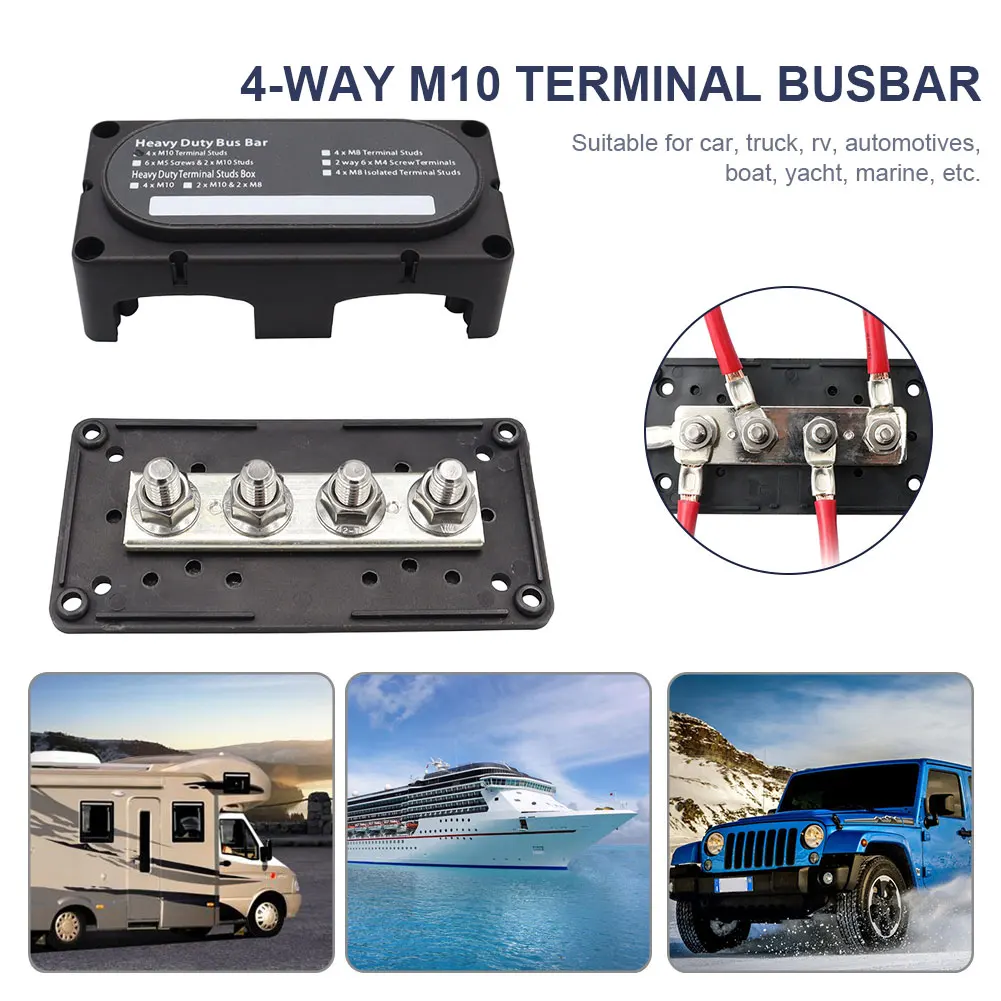 300A 48V DC Busbar Box 4/12 Terminal M10/M6 Pregos Bar Bus Heavy Duty ...