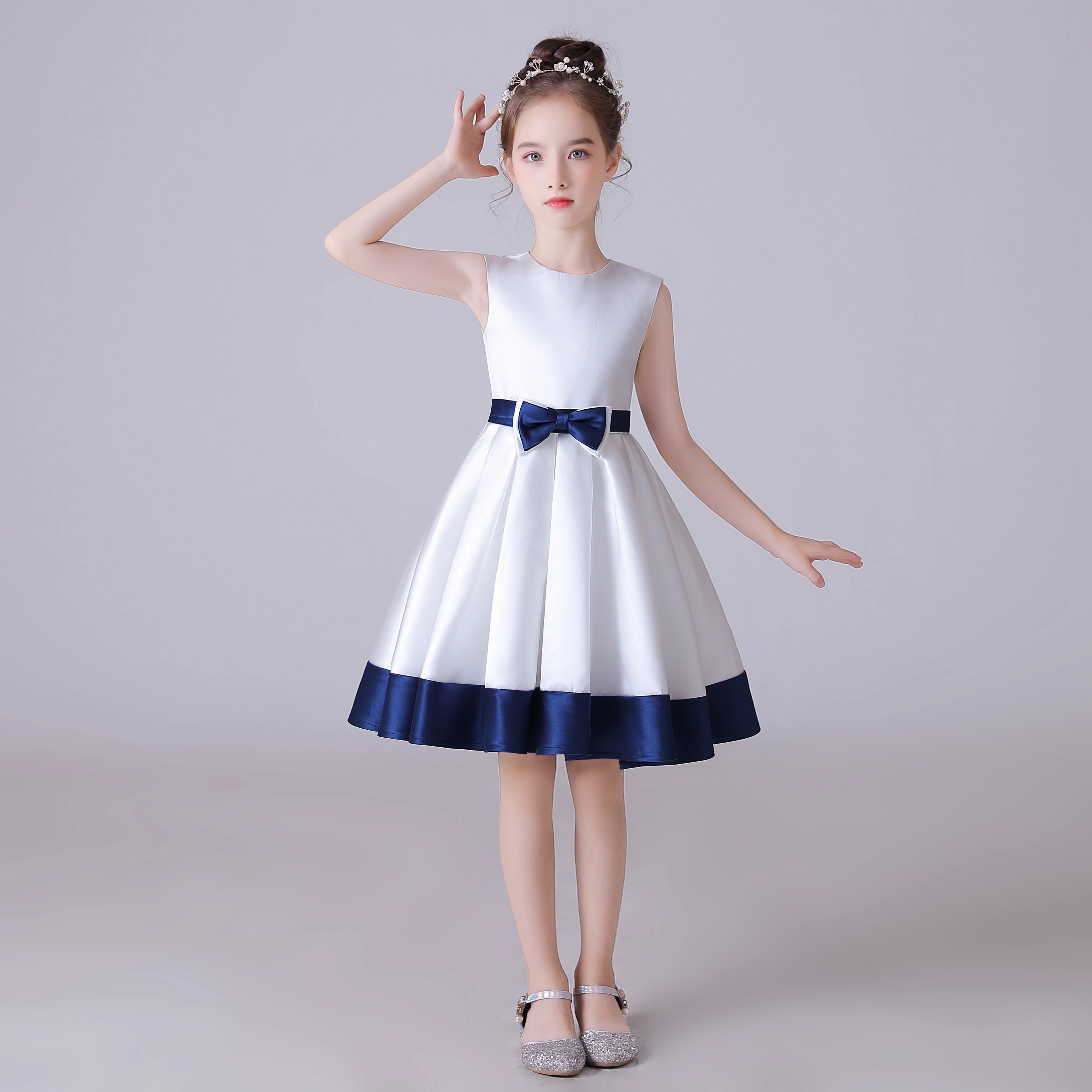 Girls In White Dresses With Blue Satin Sashes