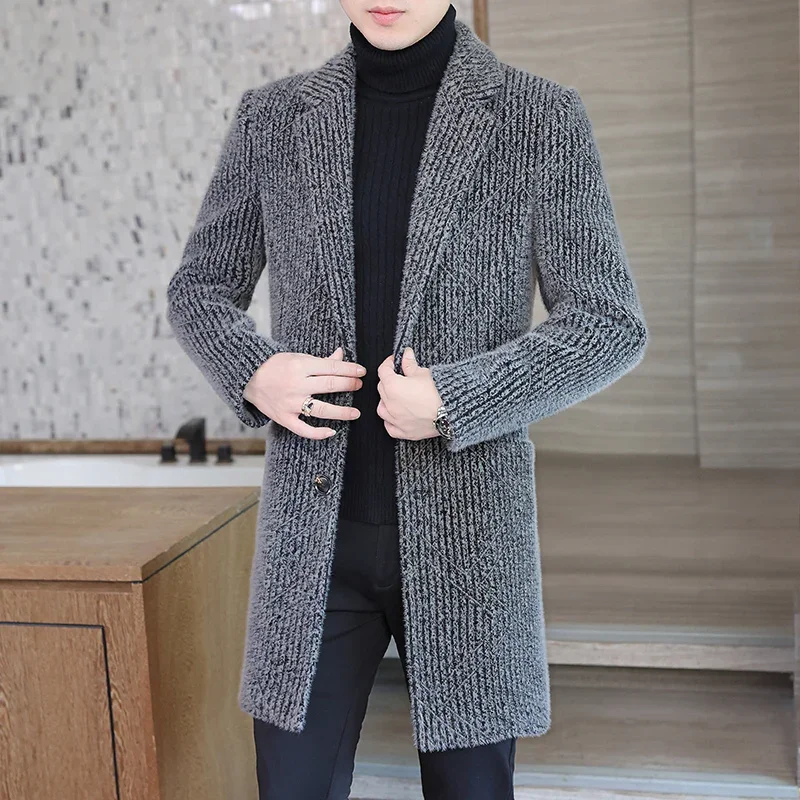 2023-High-end-Feel-Men-Fashion-Handsome-All-Woolen-Coat-Suit-Collar ...