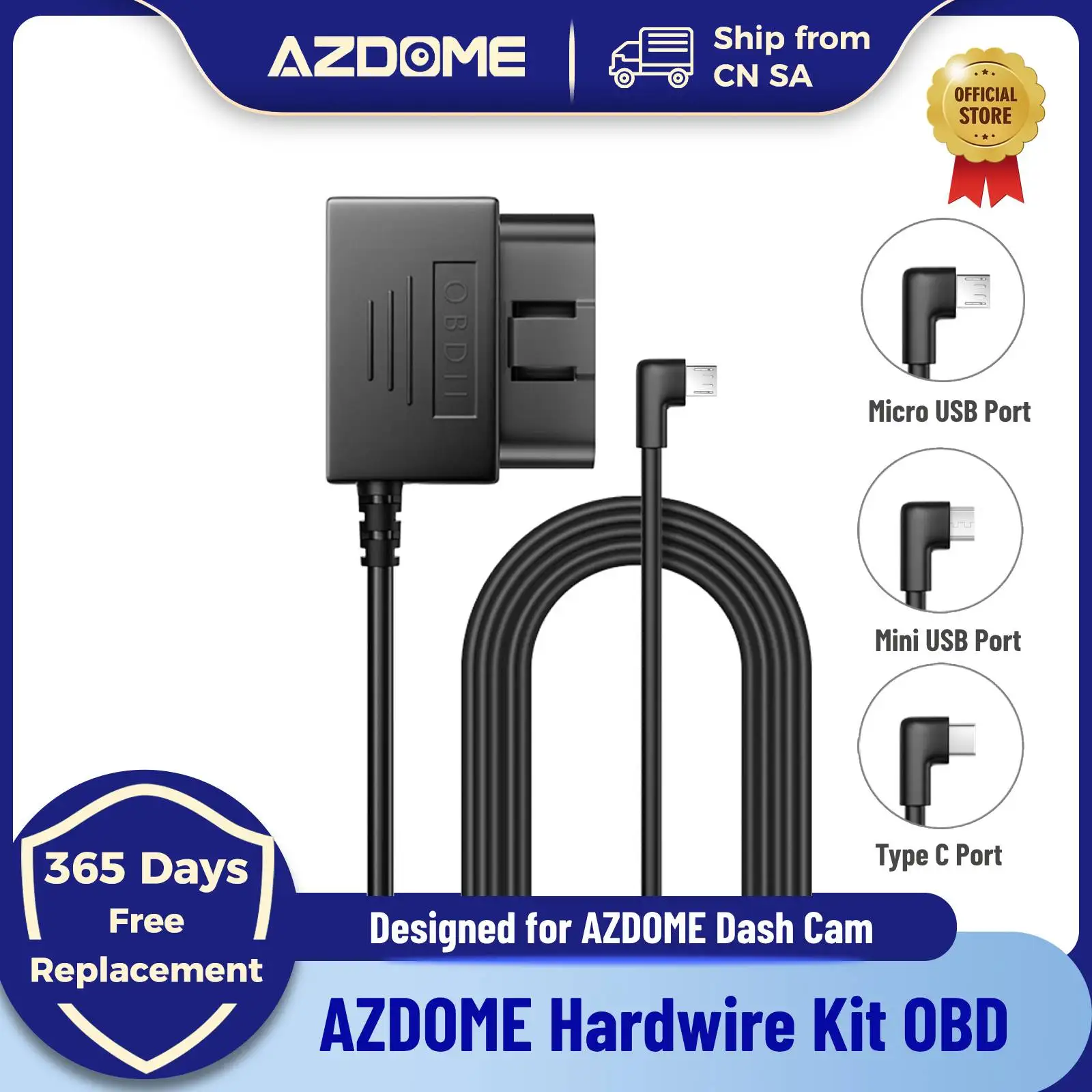 AZDOME-Hardwire-Kit-OBD-for-AZDOME-M550-M300S-Dash-Cam-Parking-Cable ...