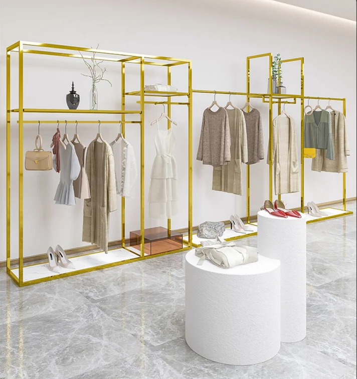 Clothing-display-shelf-Floor-type-island-display-shelf-Stainless-steel ...