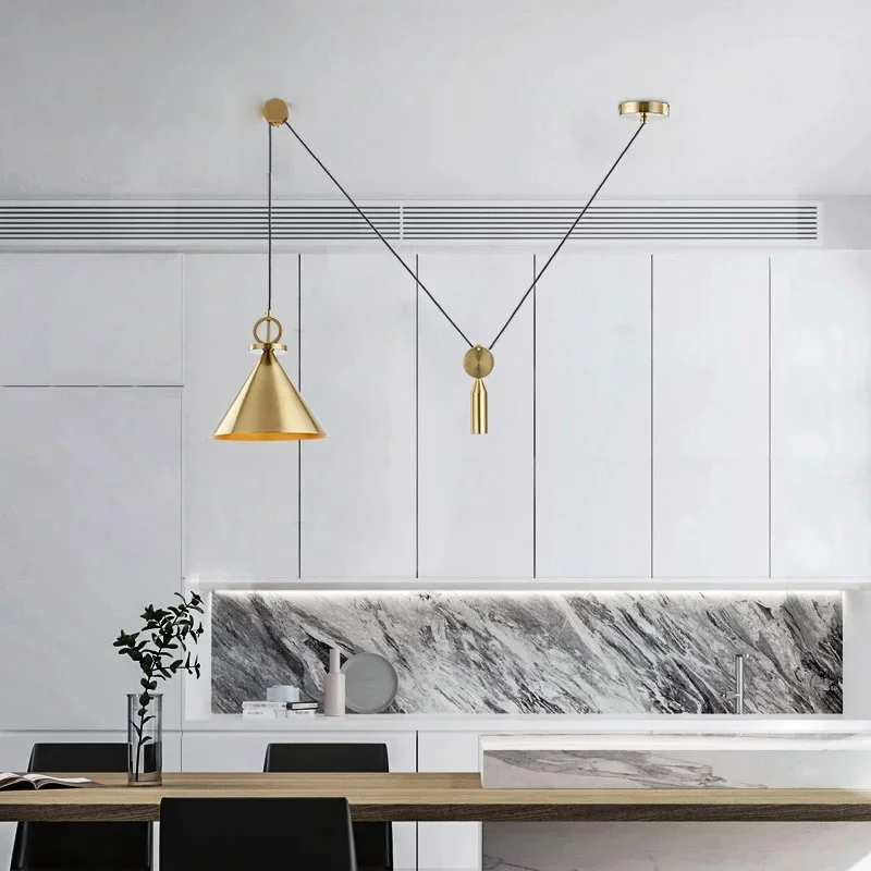 Creative Lifting Pulley Hanging Pendant Lights E27 Ceiling Lighting ...